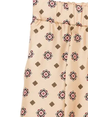 Alberto Biani Printed Silk Trousers - Beige