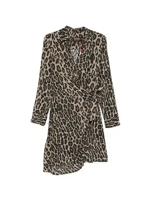 BAZAR DE LUXE Leopard Print Midi Dress - Brown