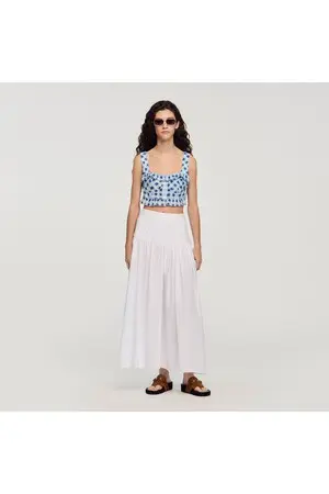 Sandro Gingham Linen Crop Top