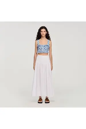 Sandro Gingham Linen Crop Top
