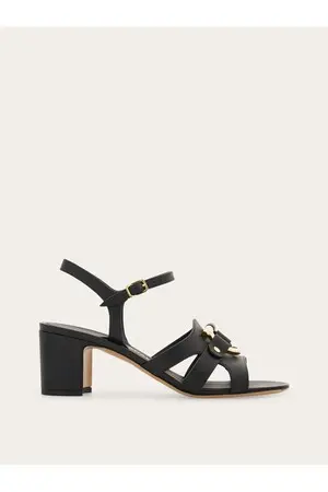 FERRAGAMO Gancini Ornament Sandal - Black