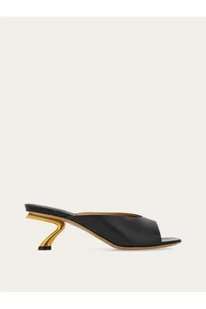 FERRAGAMO S-shaped Heel Slide - Black