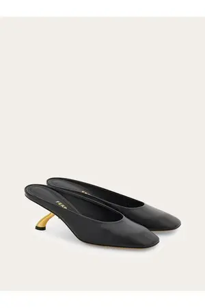 FERRAGAMO S-shaped Heel Mule - Black