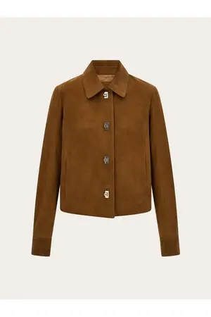 FERRAGAMO Boxy Nubuck Jacket - Neutral