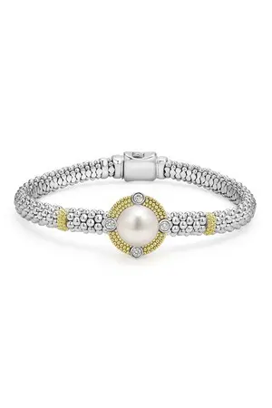 Lagos Luna Pearl And Diamond Caviar Bracelet - Gold