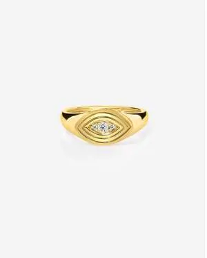 Ring Concierge Diamond Evil Eye Signet Ring - One-color