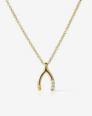 Ring Concierge Wishbone Diamond Pendant Necklace - One-color