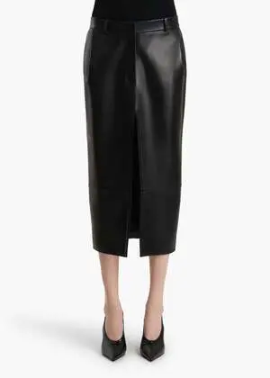 Khaite Leather Anden Skirt - Black