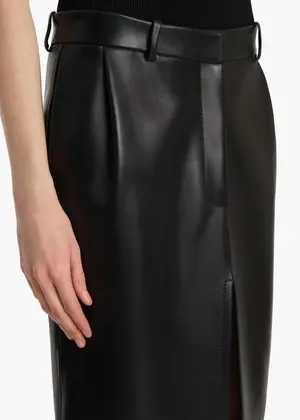 Khaite Leather Anden Skirt - Black