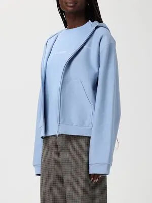 Balenciaga Zip-up Hoodie With Logo Detail - Gnawed Blue