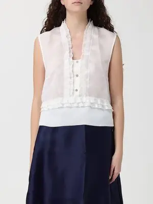 Alberta Ferretti Alberta Ferretti Sleeveless Silk Organza Shirt Ivory