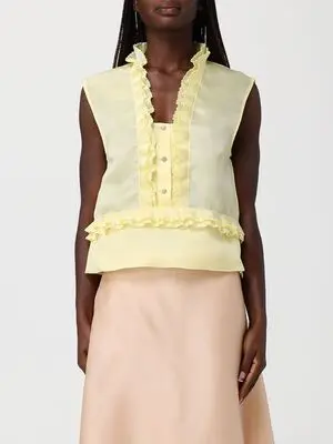 Alberta Ferretti Alberta Ferretti Sleeveless Silk Organza Shirt Yellow