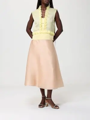 Alberta Ferretti Sleeveless Silk Organza Shirt - Yellow