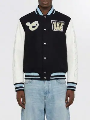 Off-White Wool Blend Varsity Jacket - Black