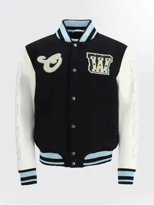Off-White Wool Blend Varsity Jacket - Black