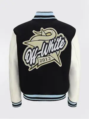 Off-White Wool Blend Varsity Jacket - Black