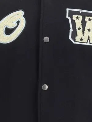 Off-White Wool Blend Varsity Jacket - Black