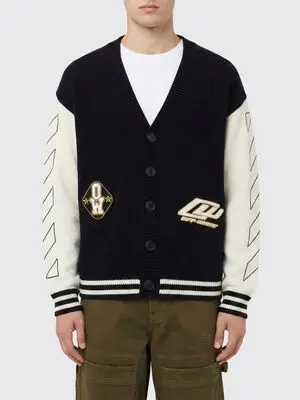 Off-White Cotton Cardigan With Graphic Motifs