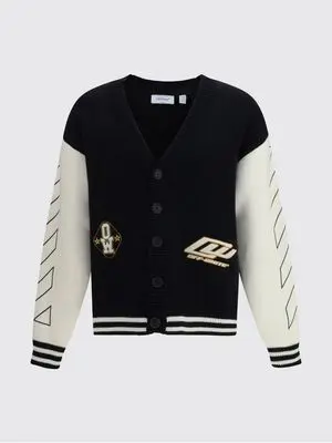 Off-White Cotton Cardigan With Graphic Motifs