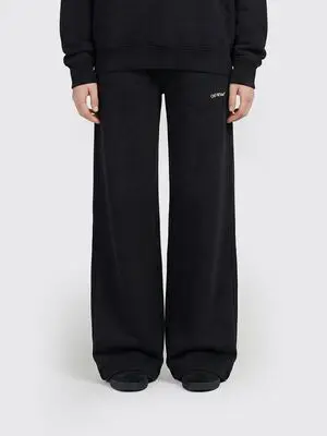 Off-White Cotton Wide Leg Jogging Trousers - Black