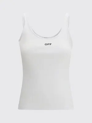 Off-White Ribbed Cotton Tank Top - White 1