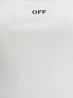 Off-White Ribbed Cotton Tank Top - White 1
