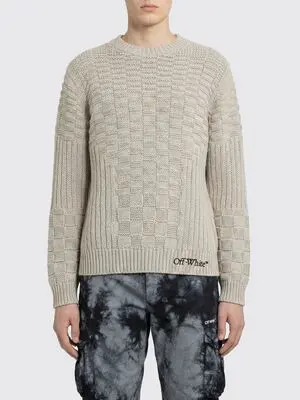 Off-White Cotton Crewneck Sweater - Grey