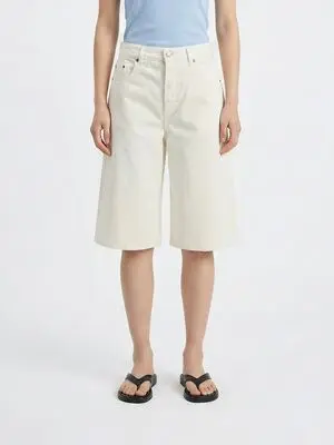 HAIKURE Cotton And Linen Blend Denim Shorts - White