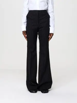 Sportmax Striped Virgin Wool Blend Flared Trousers - Black
