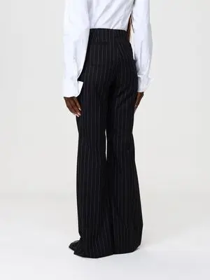 Sportmax Striped Virgin Wool Blend Flared Trousers - Black
