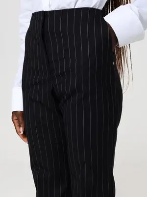Sportmax Striped Virgin Wool Blend Flared Trousers - Black