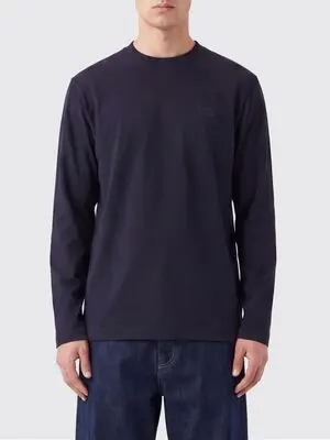 Y3 Crewneck Long-sleeved Cotton T-shirt With Tone-on-tone Logo - Black