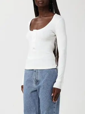 Chloé Ribbed Long Sleeve Top With Button Detail