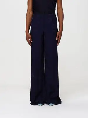FORTE_FORTE Viscose Blend Palazzo Trousers With Floral Pattern - Blue