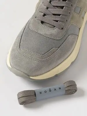 Hogan Hyperlight Mesh And Suede Lace-up Sneakers - Grey