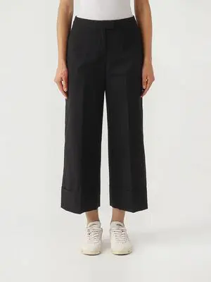 PT TORINO Cotton Twill Cropped Trousers - Black