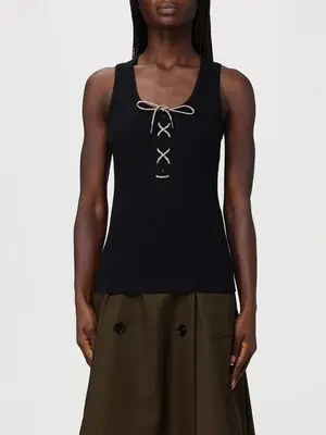 Burberry Stretch Cotton Lace-up Tank Top - Black