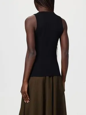 Burberry Square Neck Sleeveless Cotton Top - Black