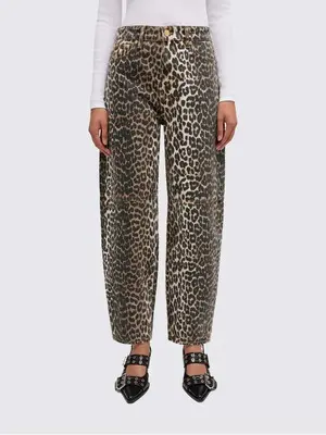 GANNI Animal Print Baggy Denim Jeans