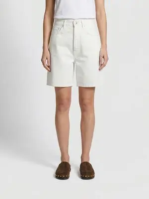 ANINE BING Solid Denim High-waisted Regular Fit Shorts