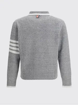 Thom Browne Waffle Knit Polo Shirt With Contrast Trim