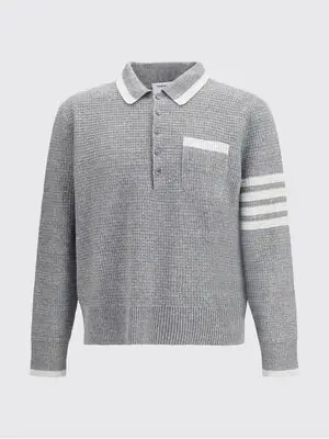 Thom Browne Waffle Knit Polo Shirt With Contrast Trim