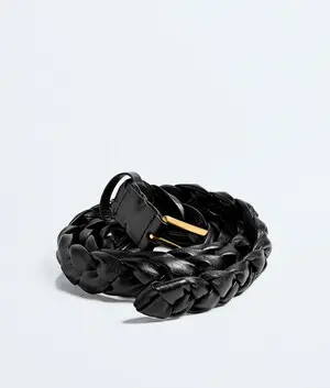 Bottega Veneta Intreccio Leather Belt - Black