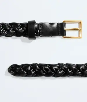 Bottega Veneta Intreccio Leather Belt - Black