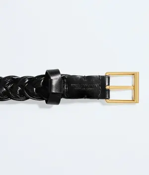 Bottega Veneta Intreccio Leather Belt - Black