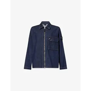 Stone Island Patch-pocket Zip-up Denim Shirt