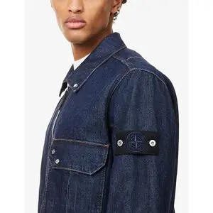 Stone Island Patch-pocket Zip-up Denim Shirt