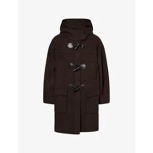 GANNI Hooded Wool-blend Duffle Pea Coat - Demitasse