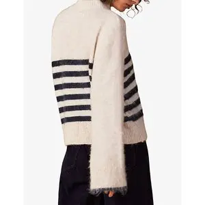 RO&ZO Breton-stripe High-neck Wool-blend Jumper