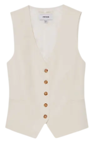 REISS Woven Waistcoat With Button Fastening